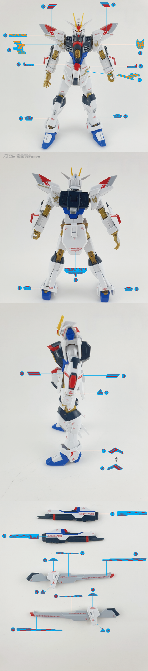 HG MIGHTY STRIKE FREEDOM WATER DECAL — Ani Mecha
