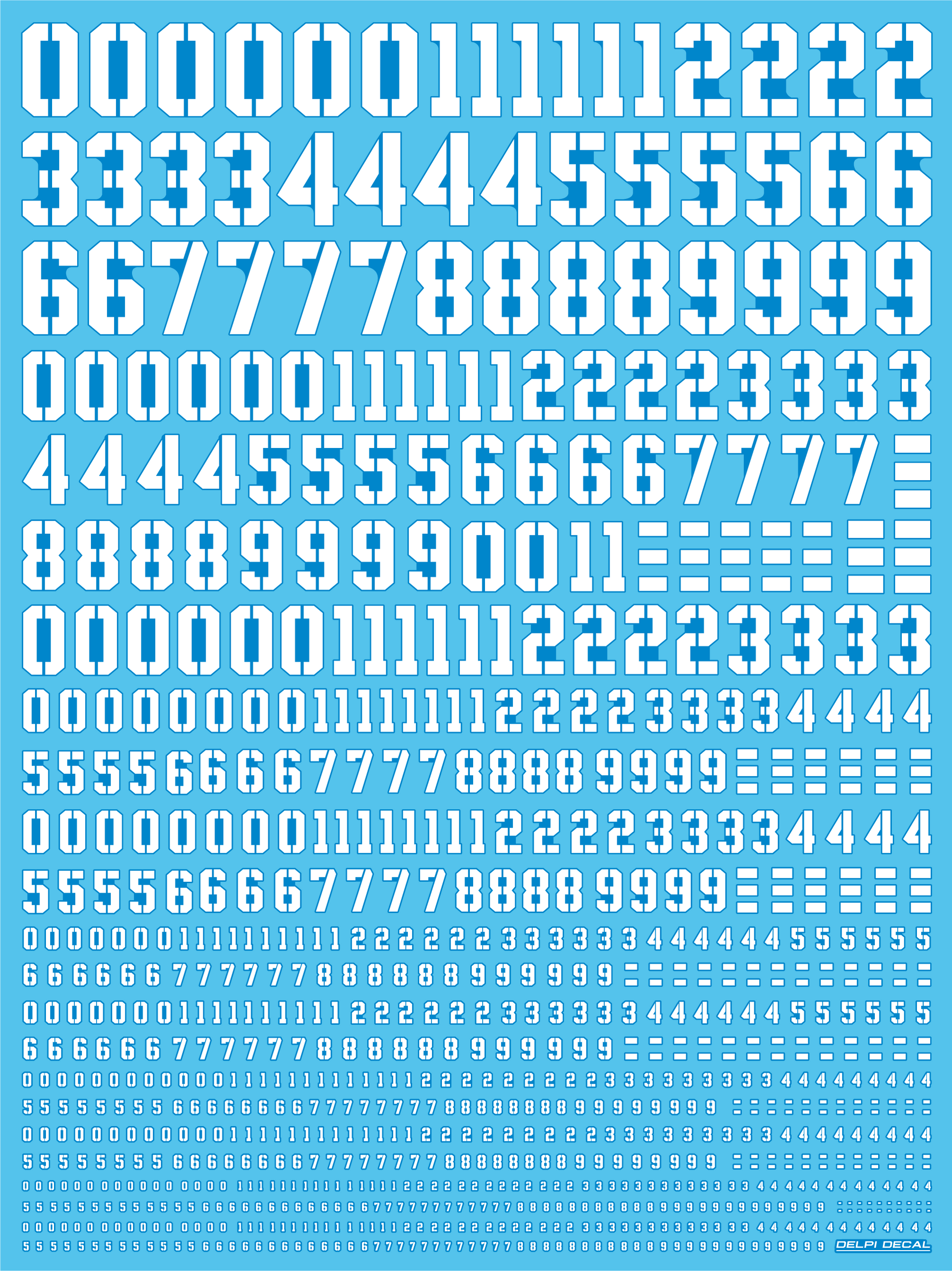 NUMBER UNIVERSAL WATER DECAL - WHITE — Ani Mecha