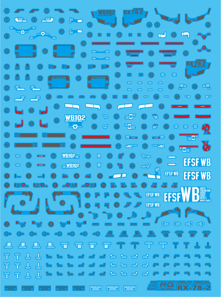 RG RX-78-2 First (Normal) WATER DECAL — Ani Mecha